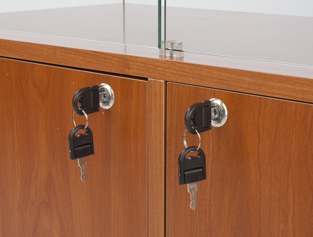 Lockable Showcase | Swing-Open Doors w/ 3 Glass Shelves & Wheels ...