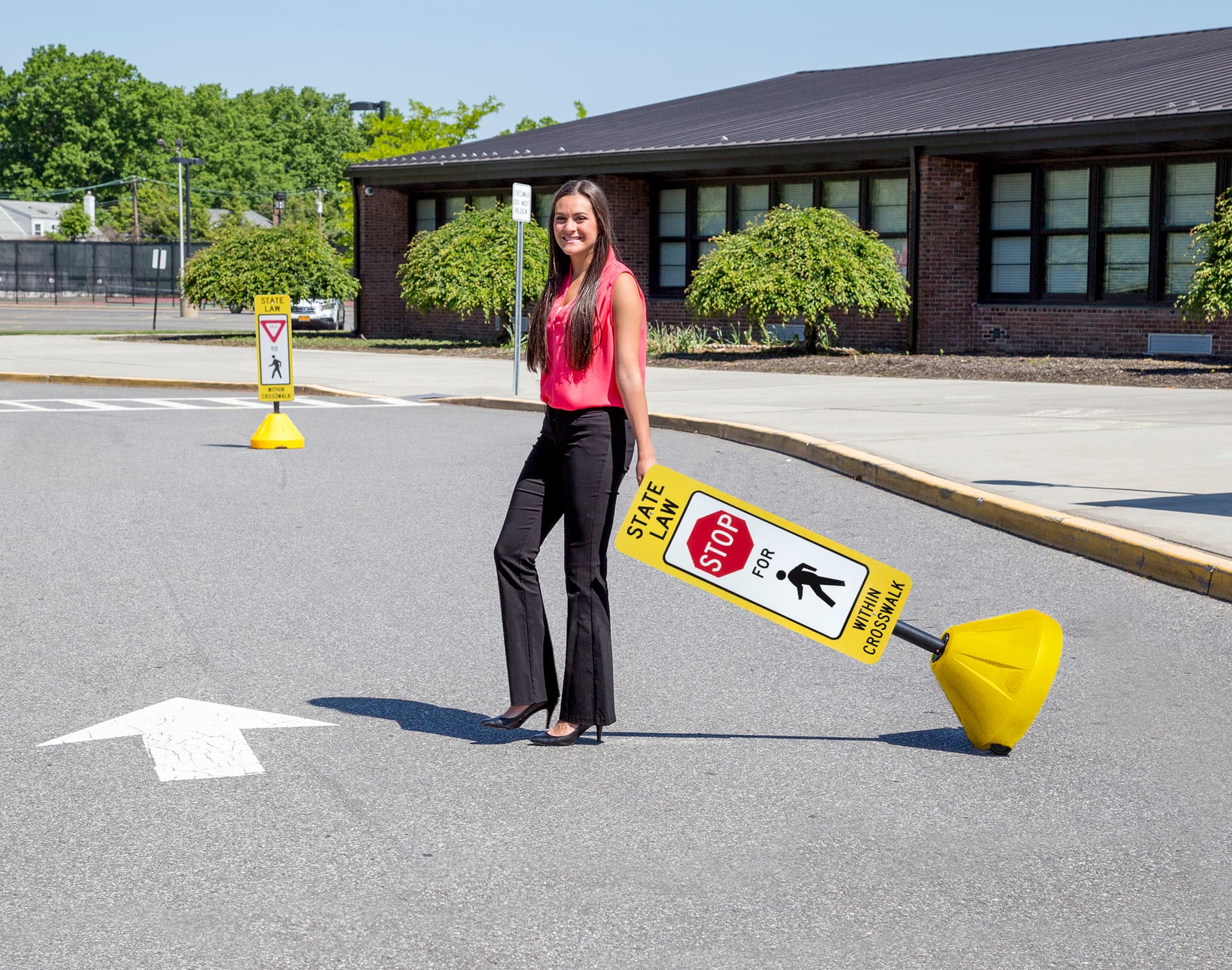 Portable Crosswalk Sign | Aluminum with Technopolymer Base | Displays2Go