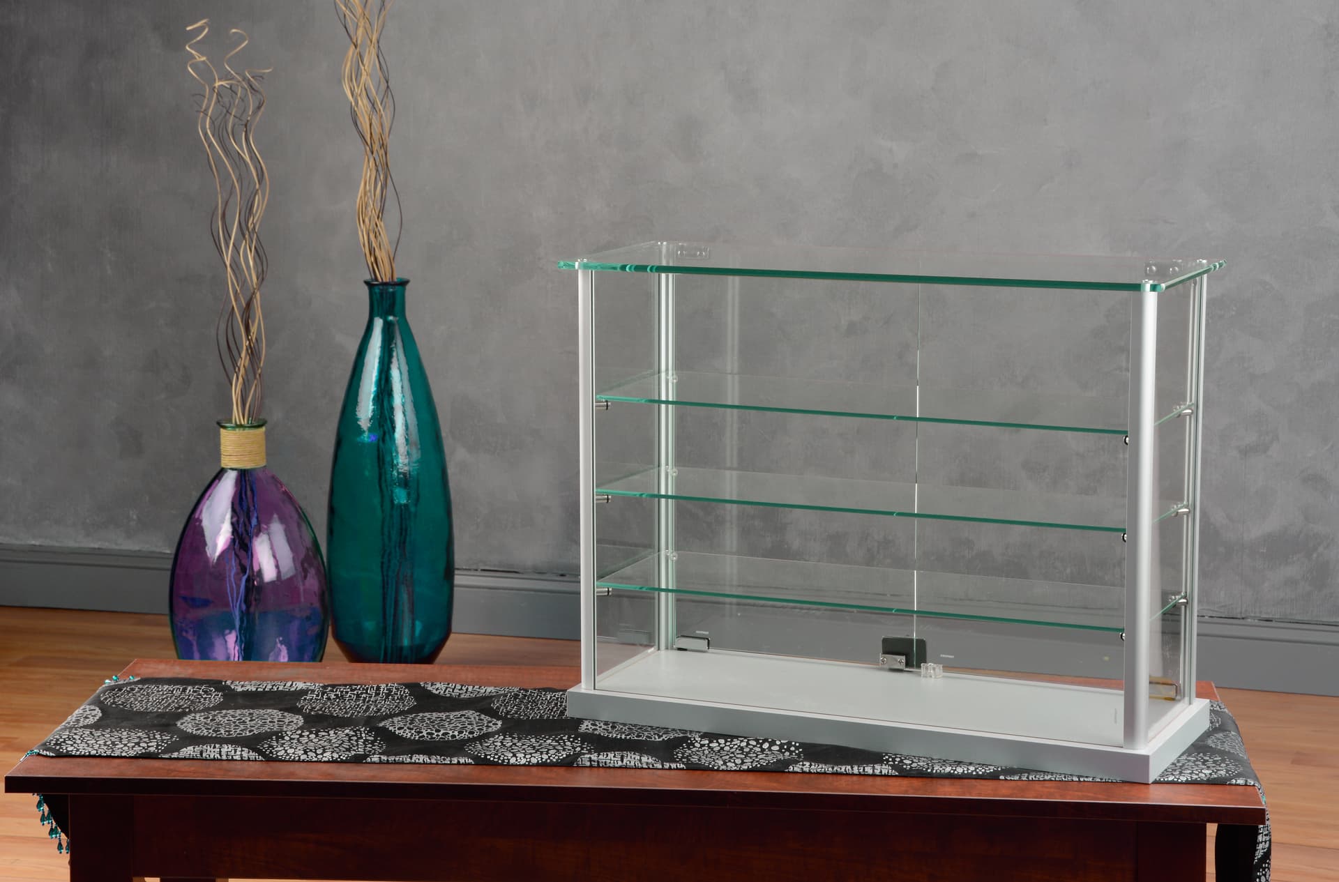 Aluminum Display Case | Countertop Showcase with (2) Swing Open Doors ...