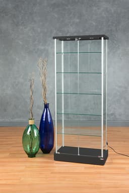 Retail Glass Display Case | (2) LED Lights & Hidden Casters | Displays2Go