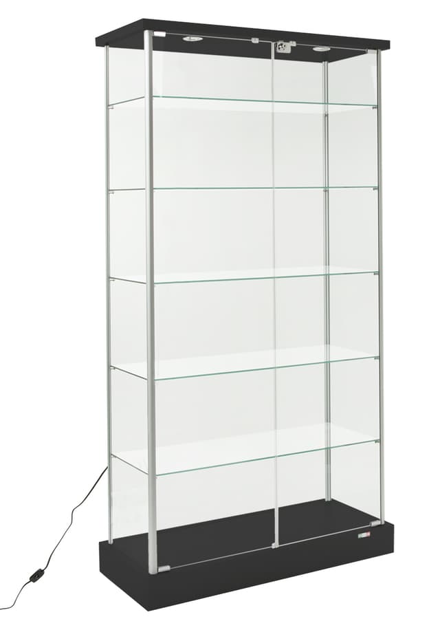 Glass Display Case | Black Canopy Top with (2) Recessed Lights ...