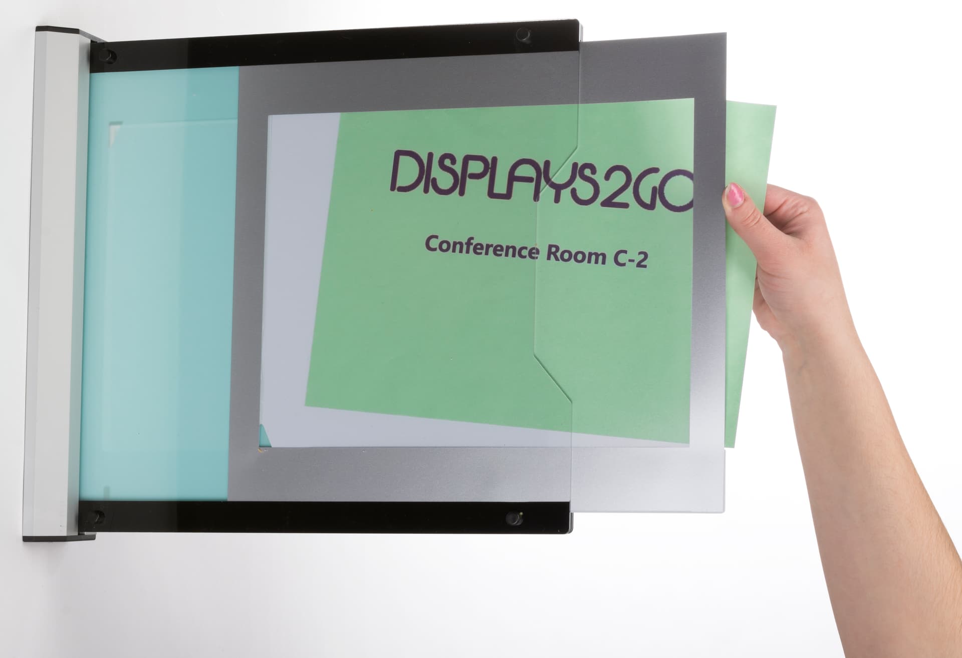 Perpendicular Sign Holder | Two Wayfinding Graphics | Displays2Go