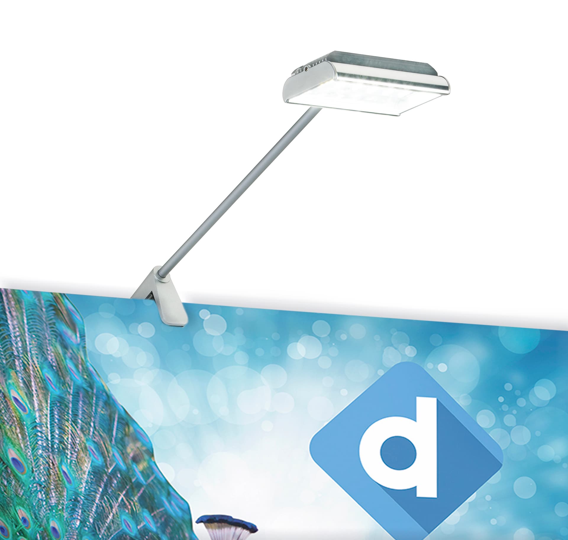 LED Display Arm Lights | LED Lighting w/ Brushed Silver Stems | Displays2Go