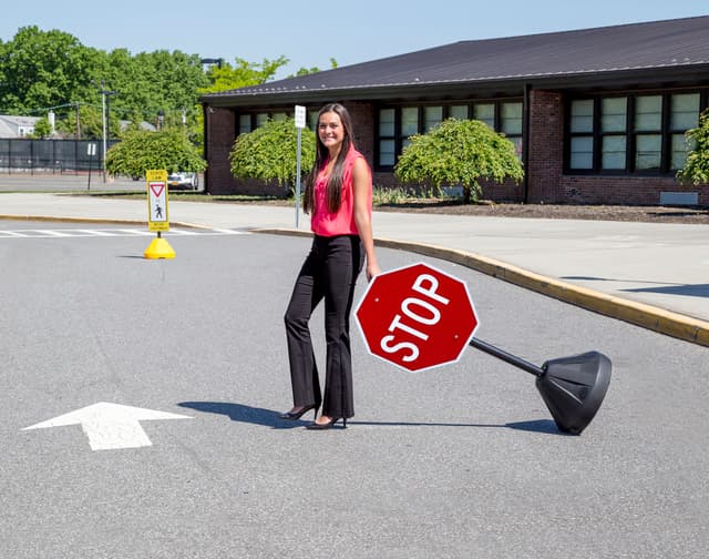 Portable Stop Sign | Dual Mountable Pole | Displays2Go