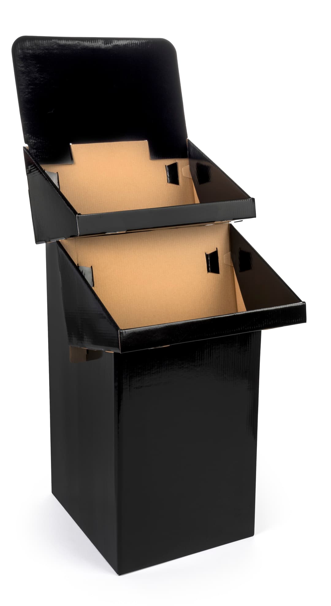 (2) Tier Display Bin - Black Corrugated Cardboard | Displays2Go