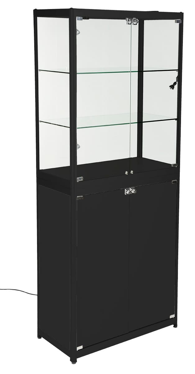 Black Portable Display Case | Glass Cabinet with Enclosed Locking Base ...