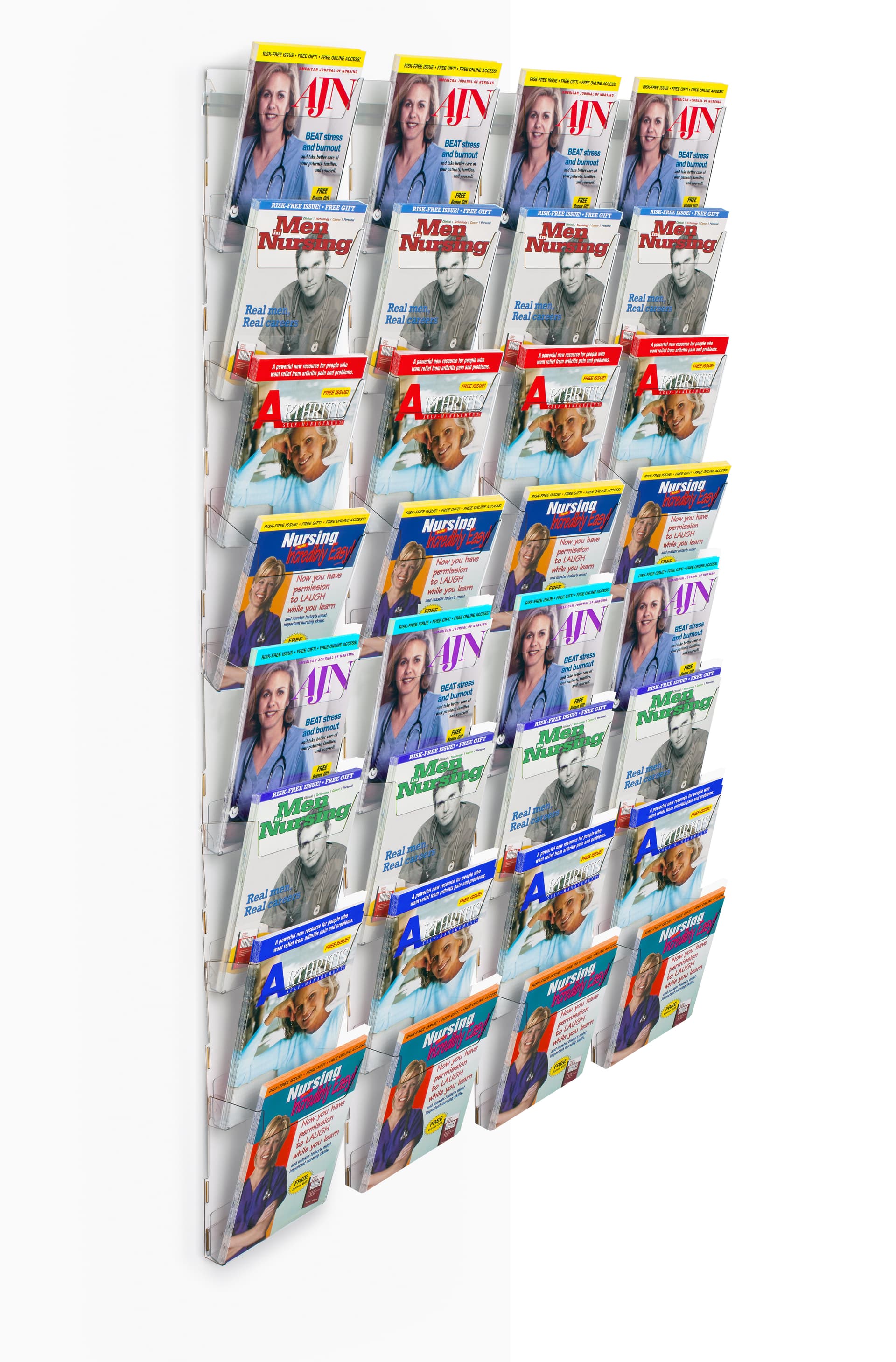 Wall Mount Magazine Organizer - (32) Half-View Pockets | Displays2Go