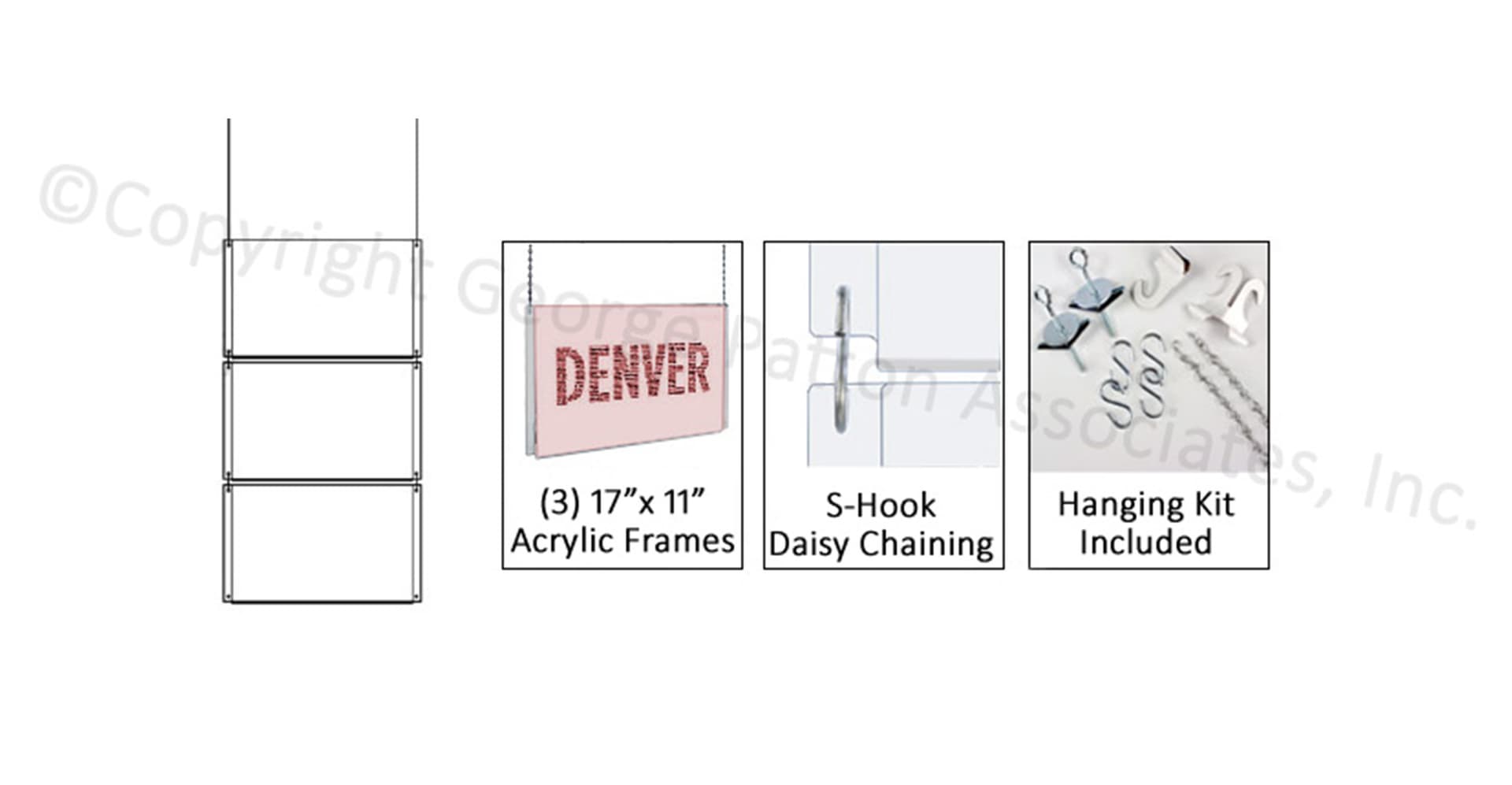 Hanging Sign Frame - 17 x 11 3 Piece Poster Set | Displays2Go