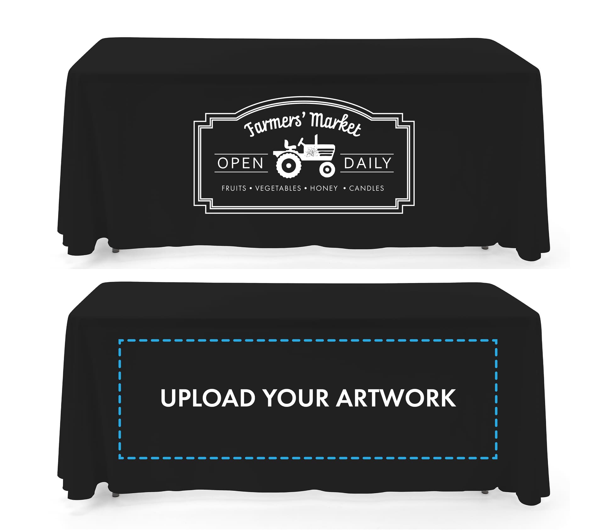 Open Back Tablecloth | Machine Washable Polyester | Displays2Go