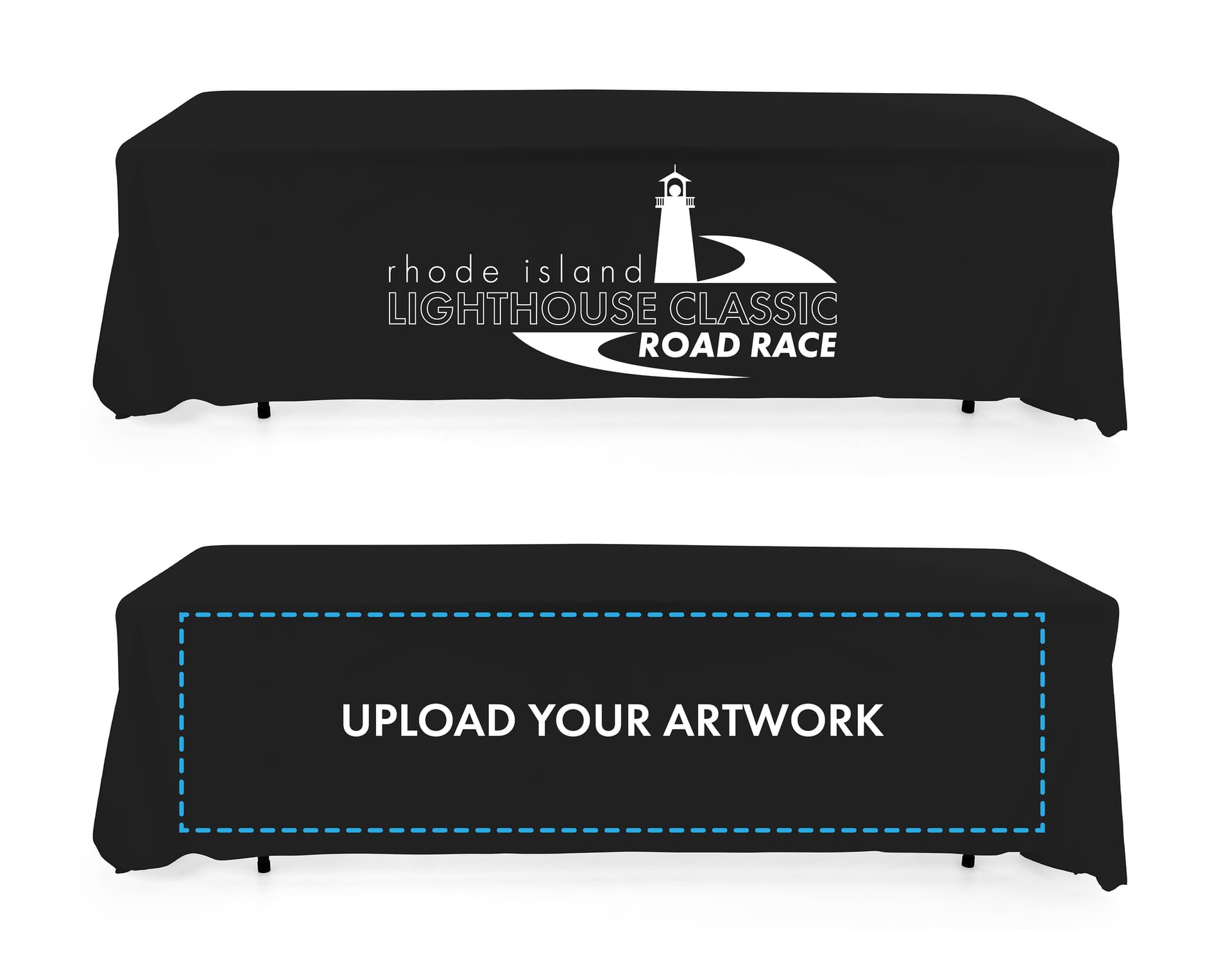 Open Back Tablecloth | Machine Washable Polyester | Displays2Go