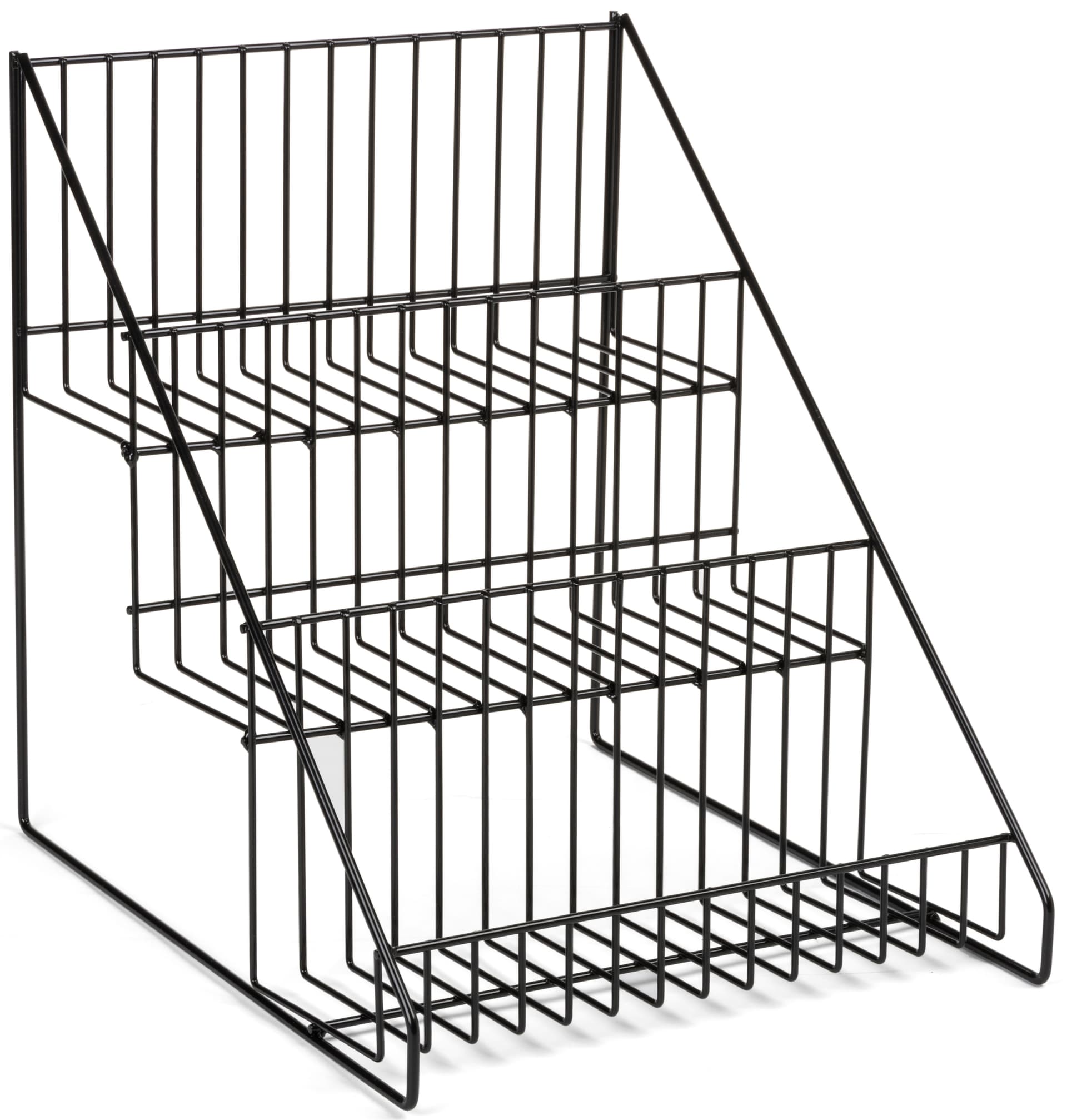 3 Tier Wire Countertop Rack | Angled, Open Space Shelves | Displays2Go