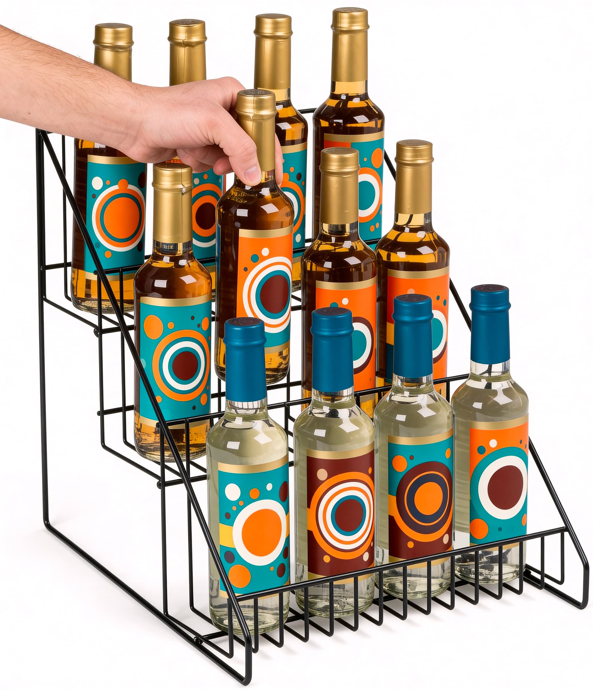 3 Tier Wire Countertop Rack | Angled, Open Space Shelves | Displays2Go