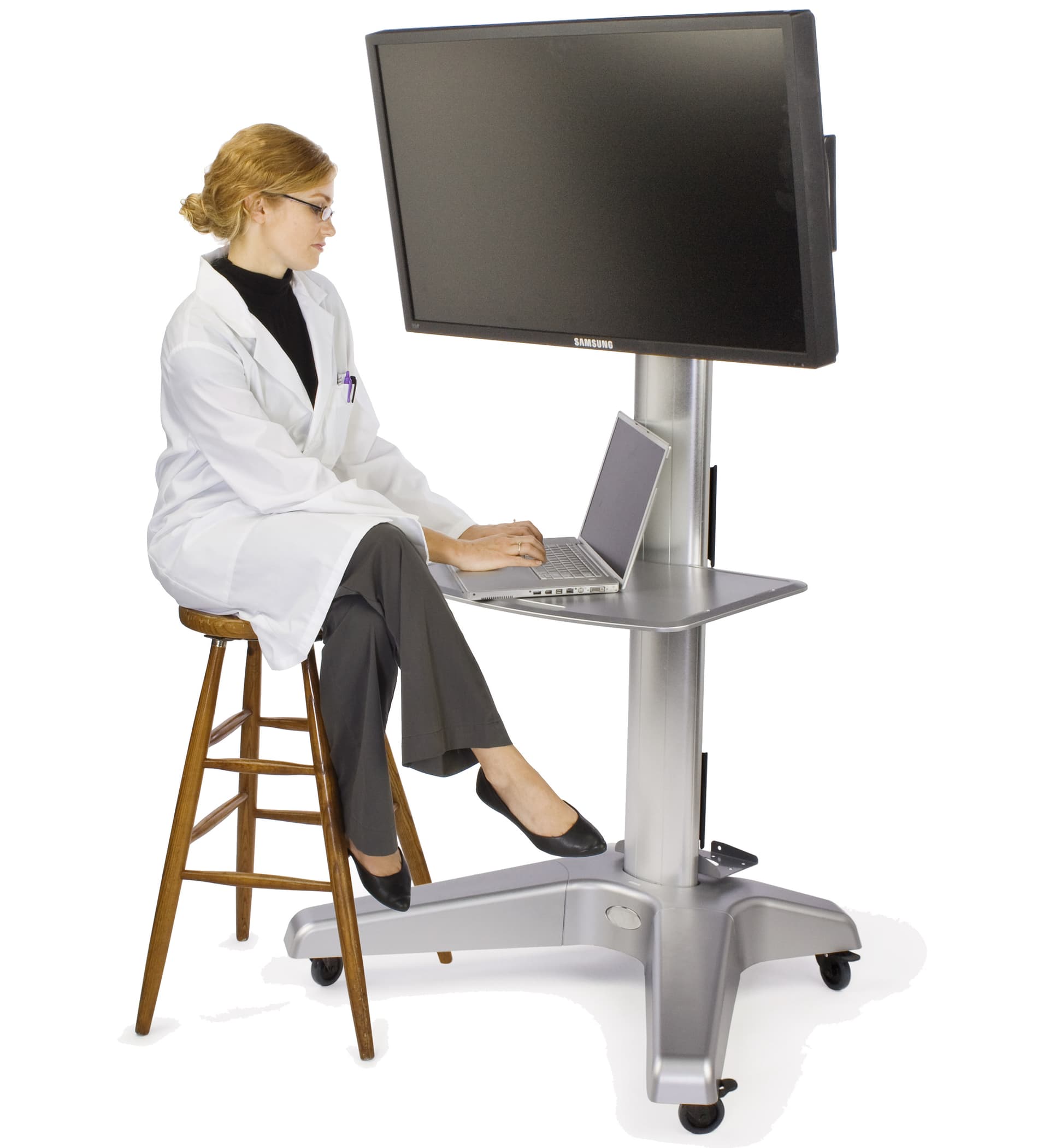 This Mobile Flat Screen Stand with Mount has a 26