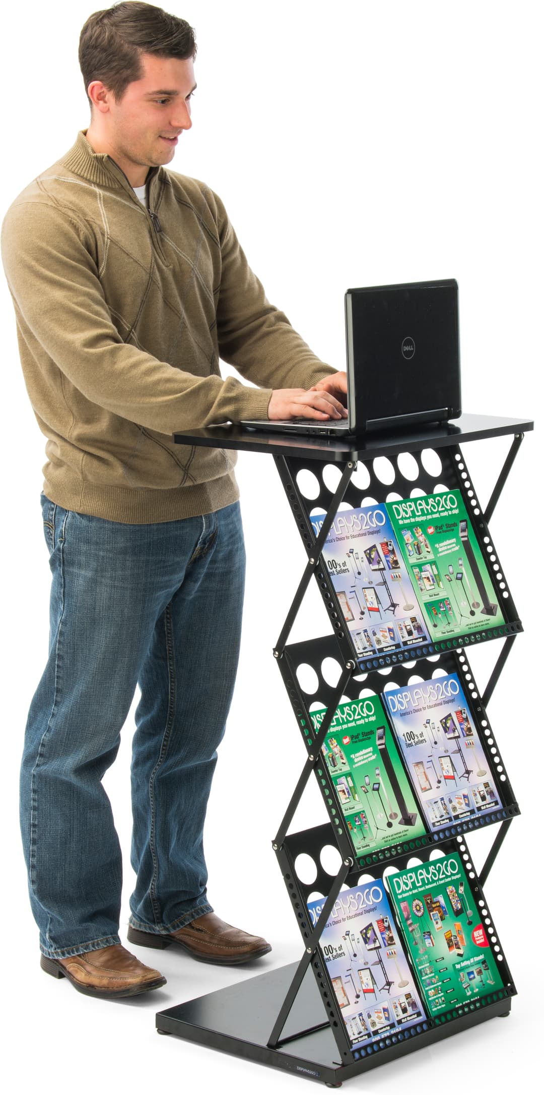 Portable Literature Counter | 40” Tall Pop Up Magazine Rack | Displays2Go