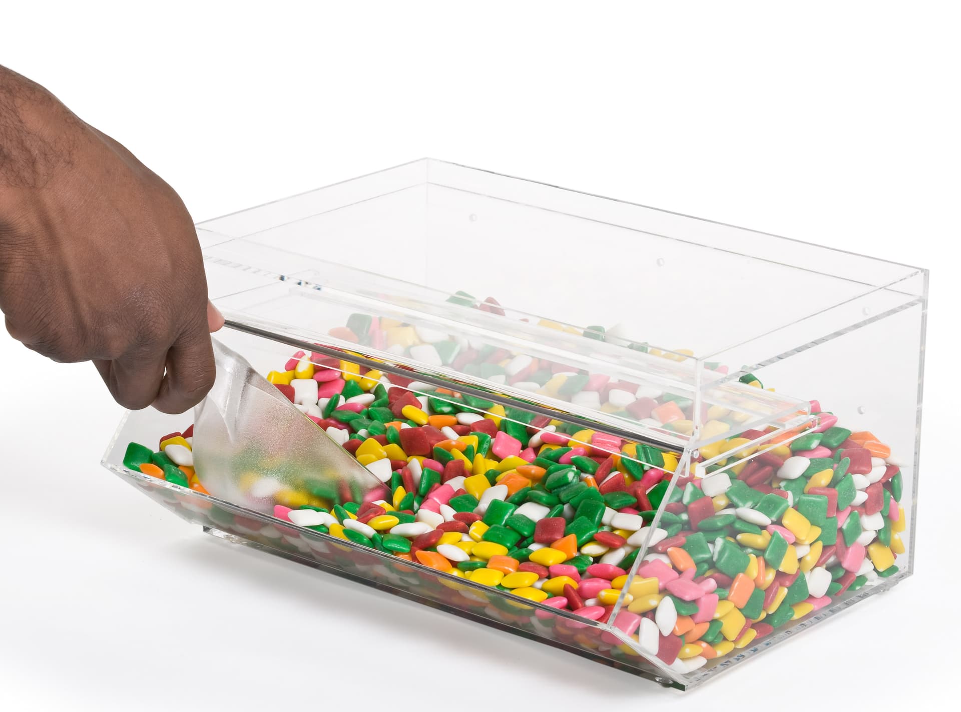 1.12 Gallon Clear Acrylic Candy Bin - Slide Open Door | Displays2Go