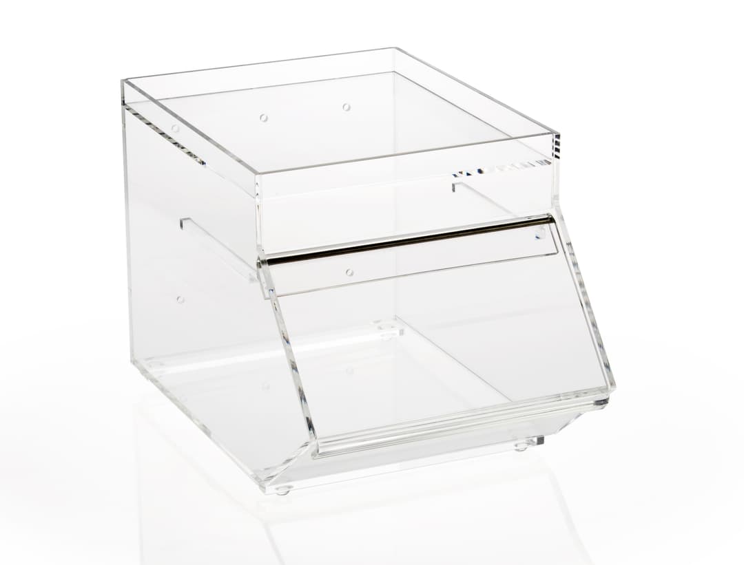 Retail Scoop Bin - Sliding Door, Clear Acrylic Construction | Displays2Go
