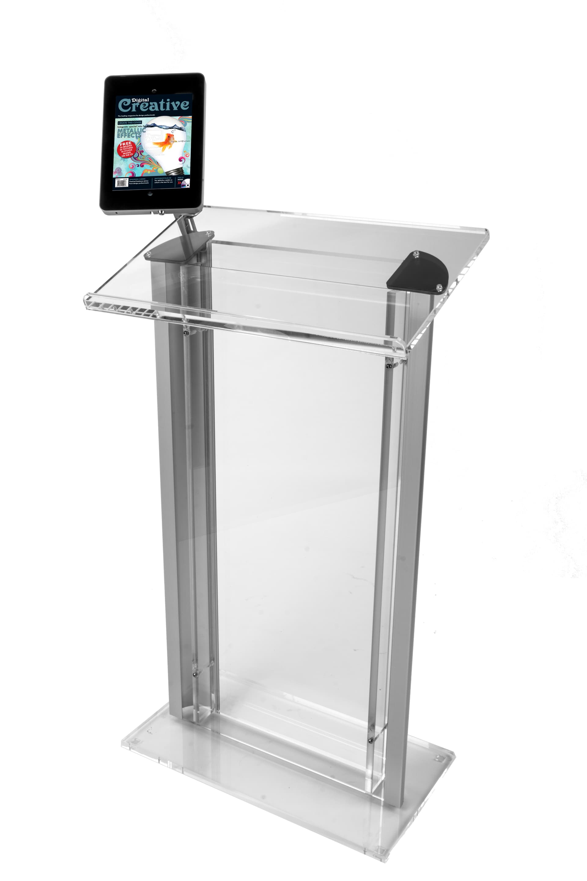 Speech Stand for iPad | Acrylic Lectern & Clamping Enclosure | Displays2Go