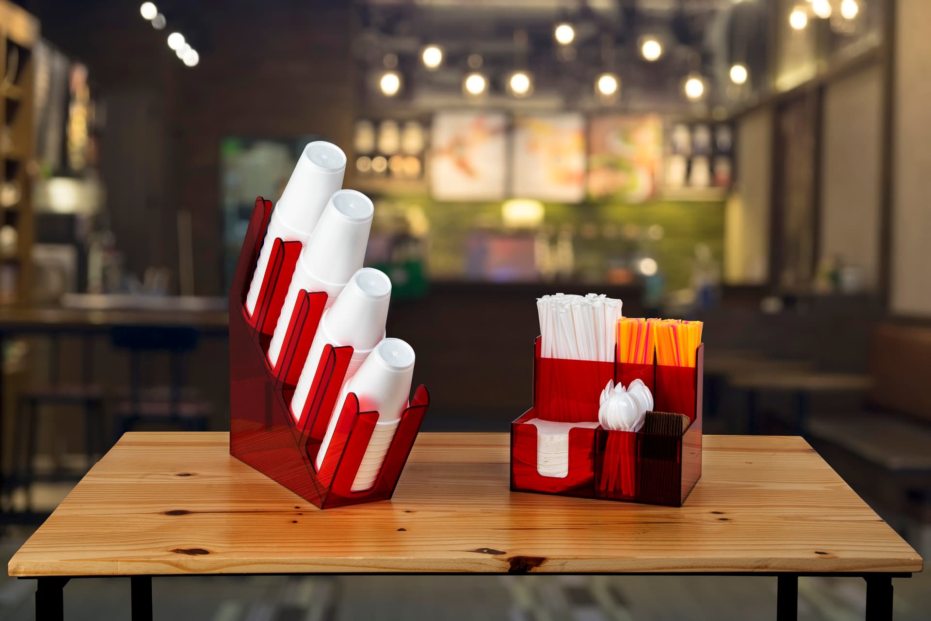 Bar Organizer Caddy | Two-Tiered Design with Napkin Dispenser | Displays2Go
