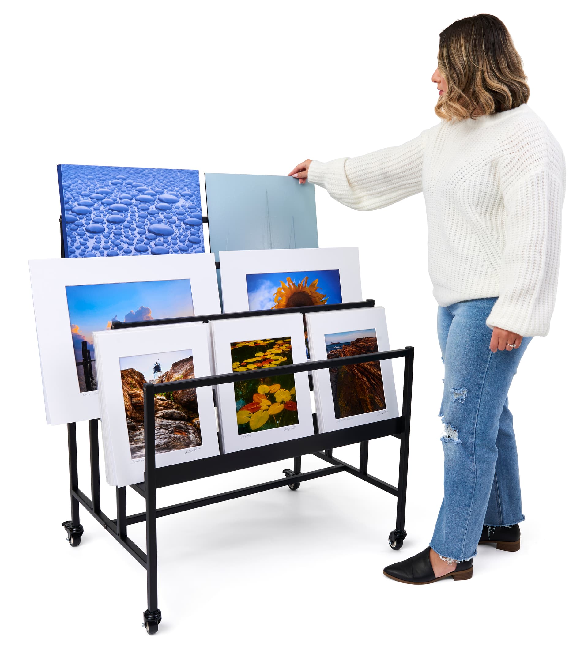 Three-Tier Art Display Rack | Four Durable Casters, Two Locking ...