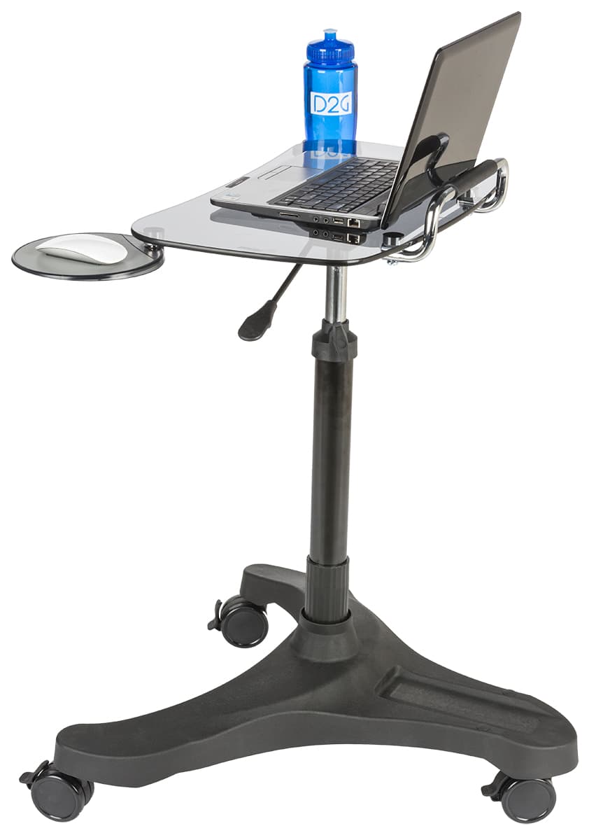 Rolling Laptop Workstation | Smoke Color Tempered Glass Shelf | Displays2Go