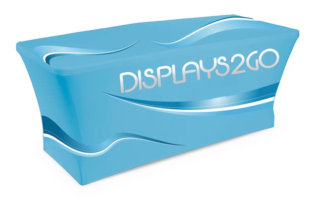 Custom Exhibit Booth | 6’ Full Print Stretch Table Cover | Displays2Go