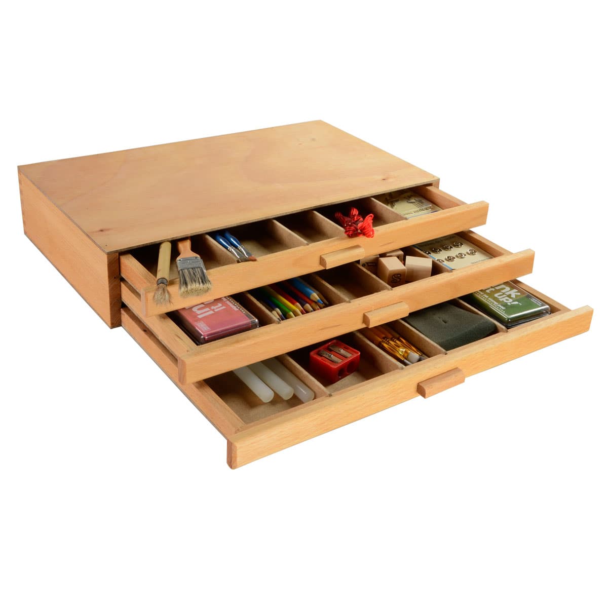 Art Supply Organizer | 3-Drawer Wooden Storage Box for Artists ...