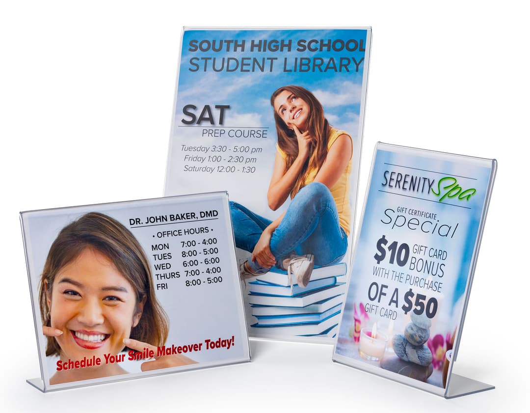 Anti Glare Plastic Slanted Display Frame | 11" x 17" | Displays2Go