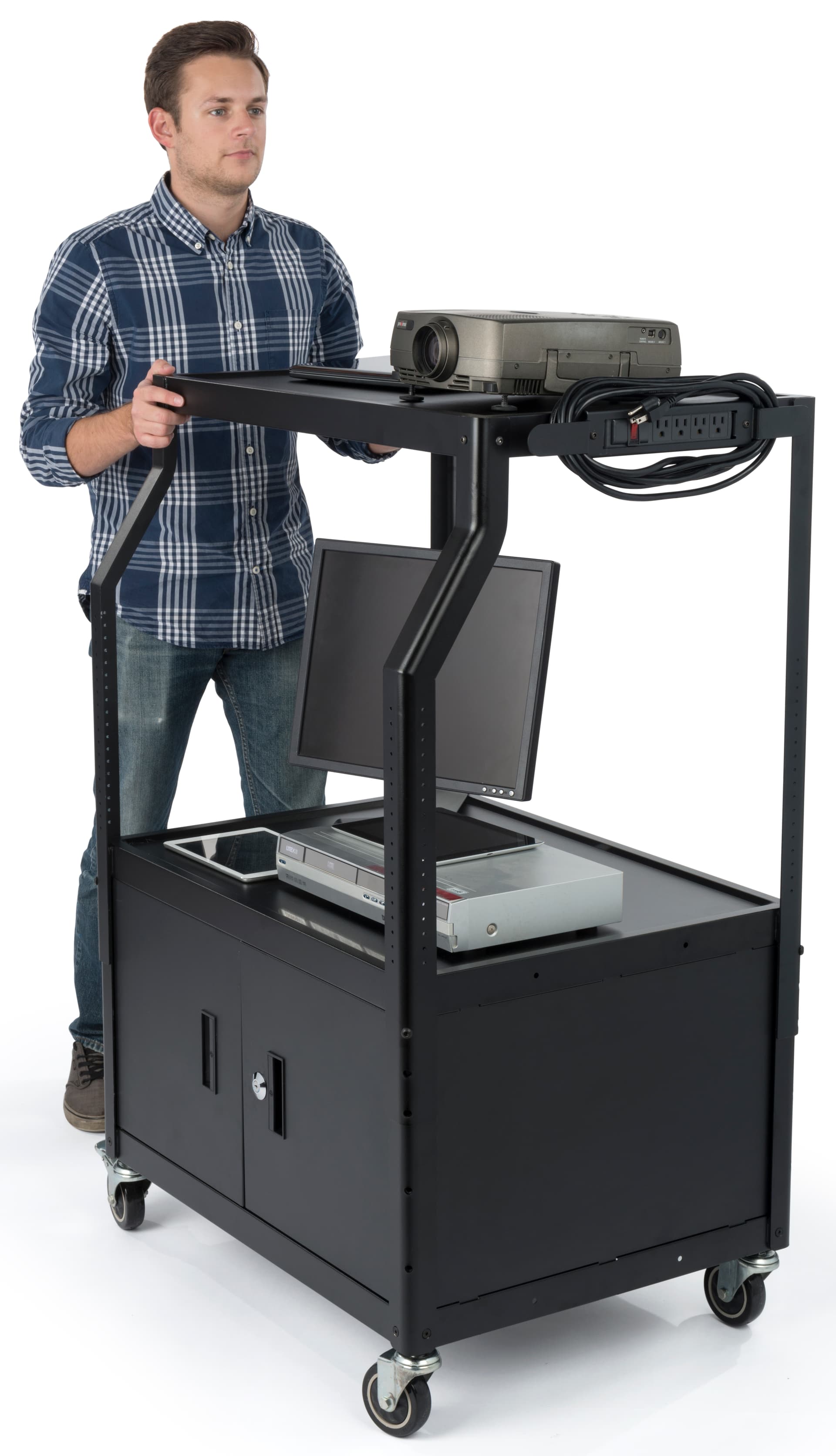 Video Cart for Professional Settings Features Tall Design | Displays2Go