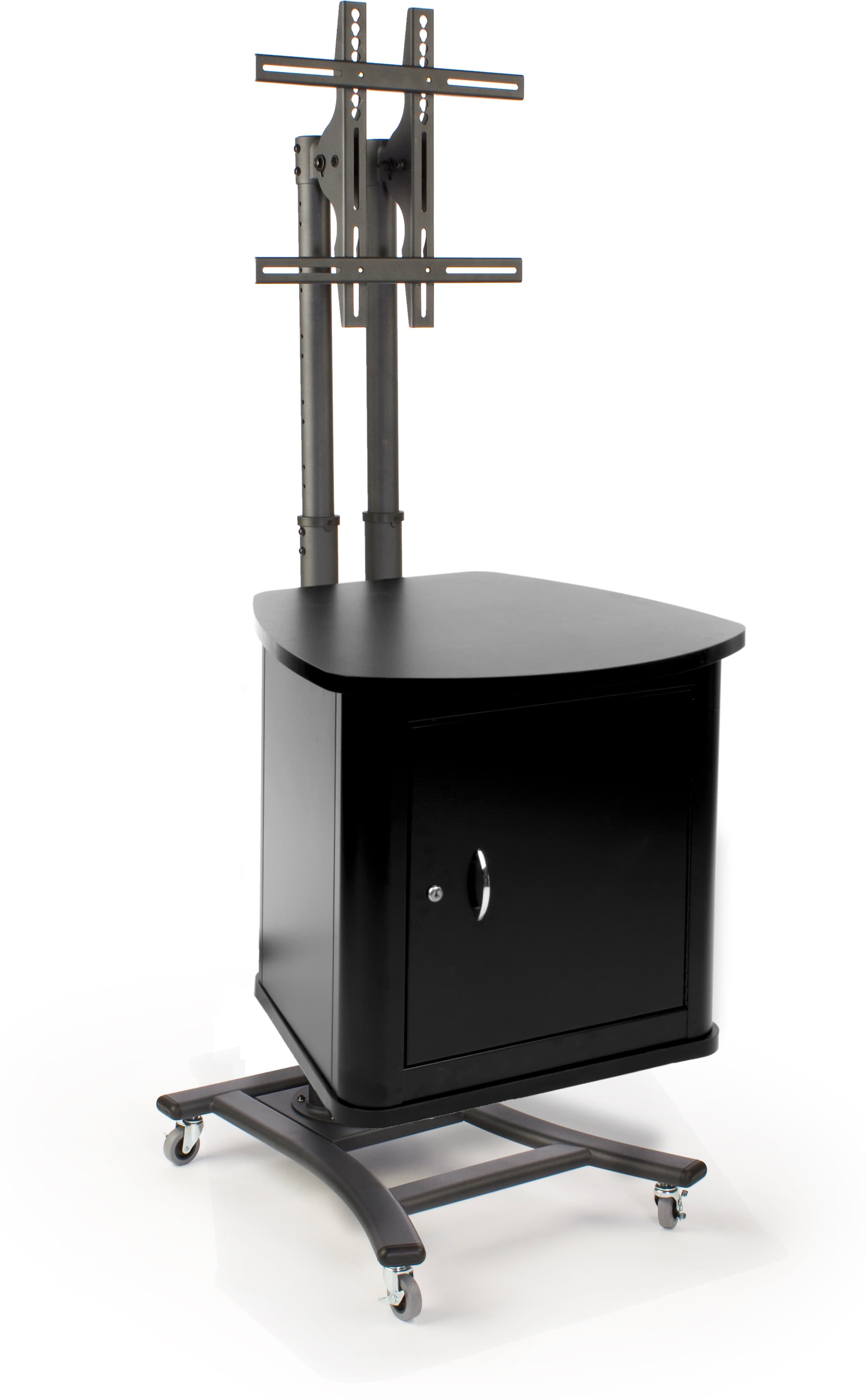 TV Stand with Security Cabinet | Adjustable Mount and Locking Storage ...