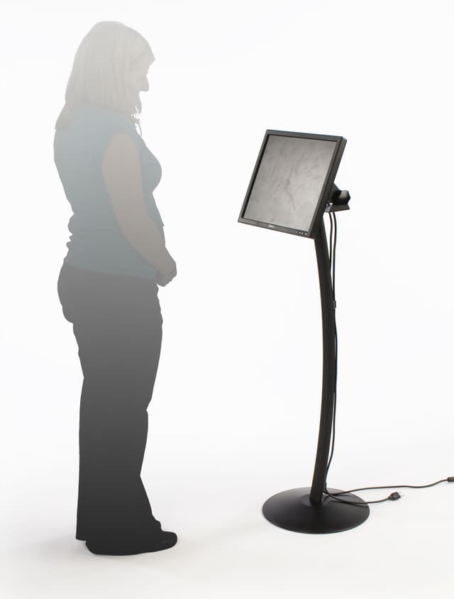 LCD Stand With Curved Pople Design - Black | Displays2Go