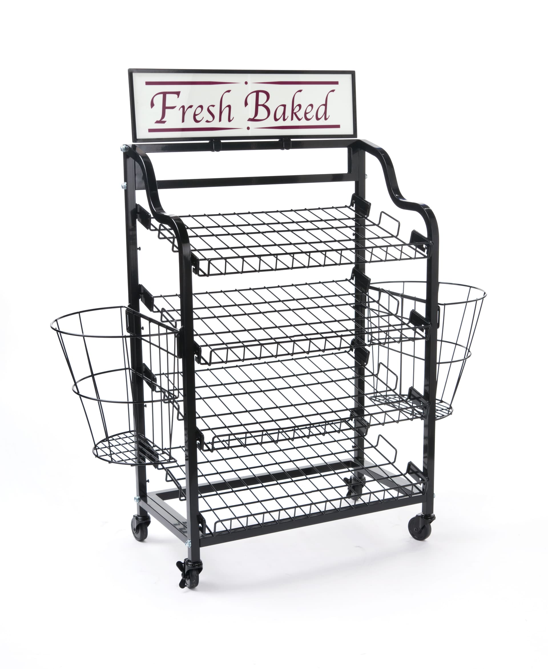 Floor Standing Bread Stand | Side Baskets, Wheels for Mobility ...