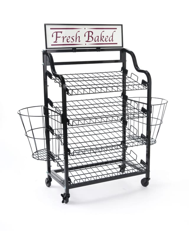Floor Standing Bread Stand | Side Baskets, Wheels for Mobility ...