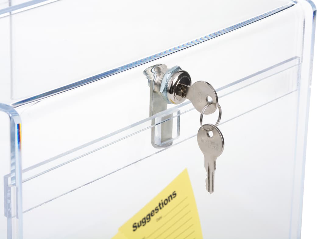 Plexiglass Donation Box | 12 Inch Cube With Top Slot & Key Lock ...