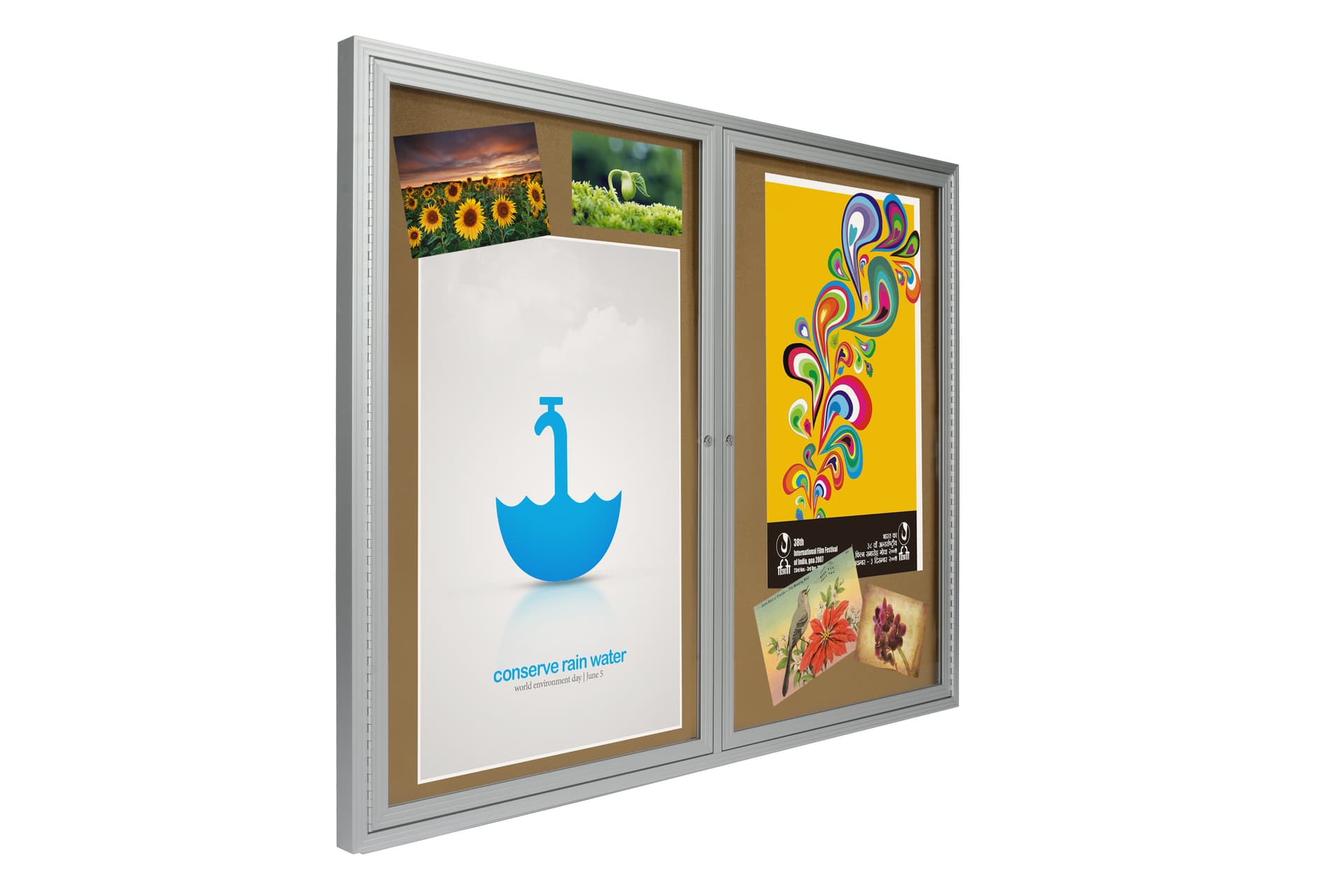 Large Bulletin Boards | Swing Open Locking Doors | Displays2Go
