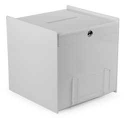 White Ballot Box with Form Pocket - Locking | Displays2Go