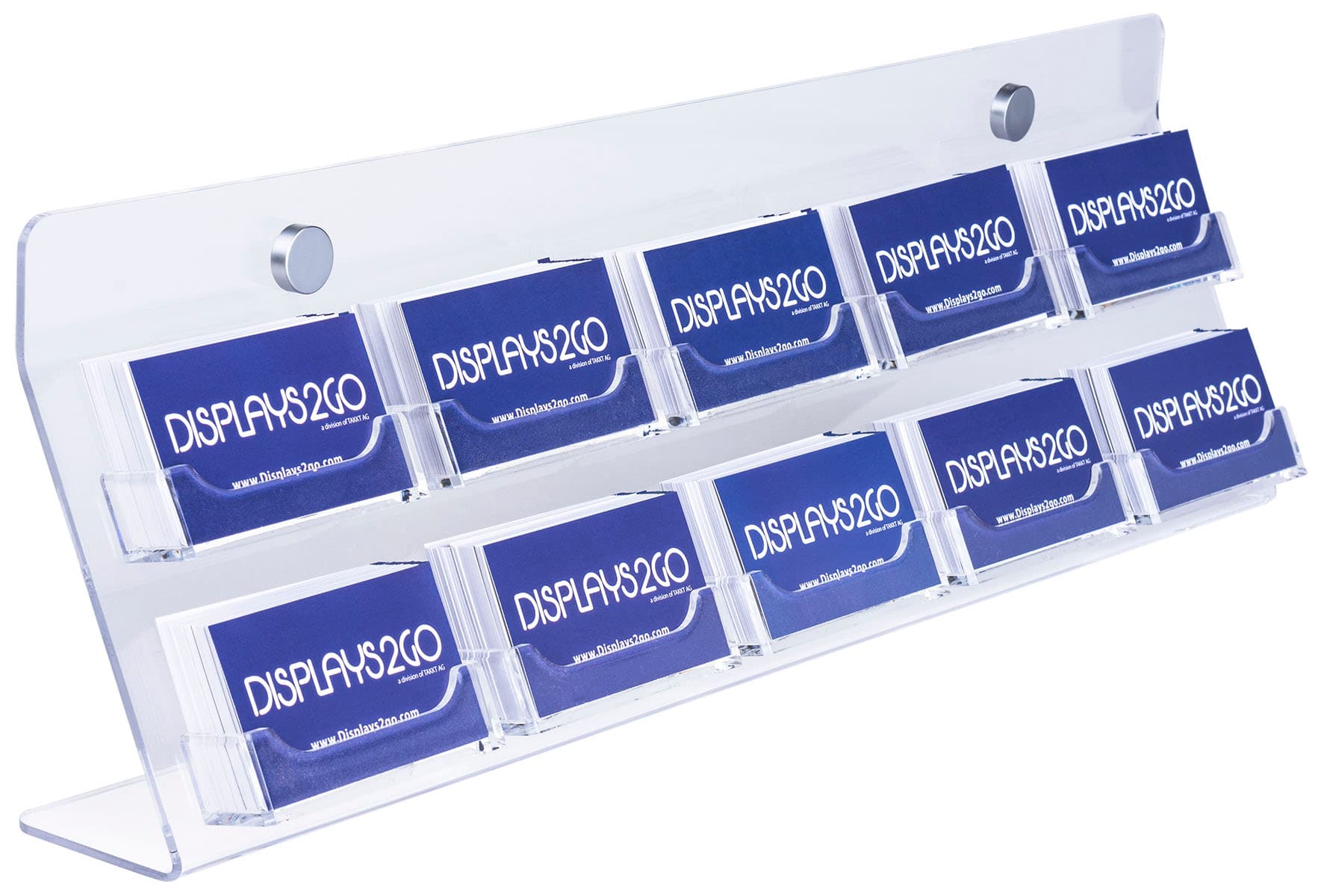 Acrylic Business Card Wall Rack | 10 Clear Pockets | Displays2Go
