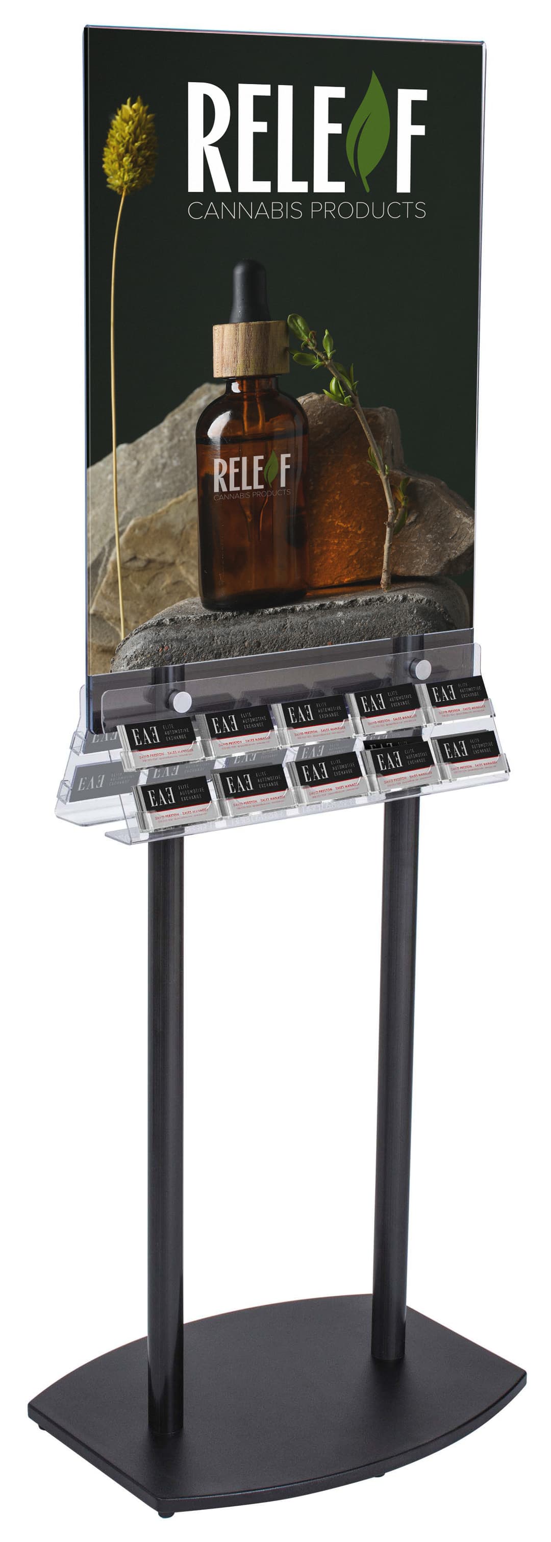 Double-Sided Poster Stand with Business Card Slots | 20 Open Tops ...