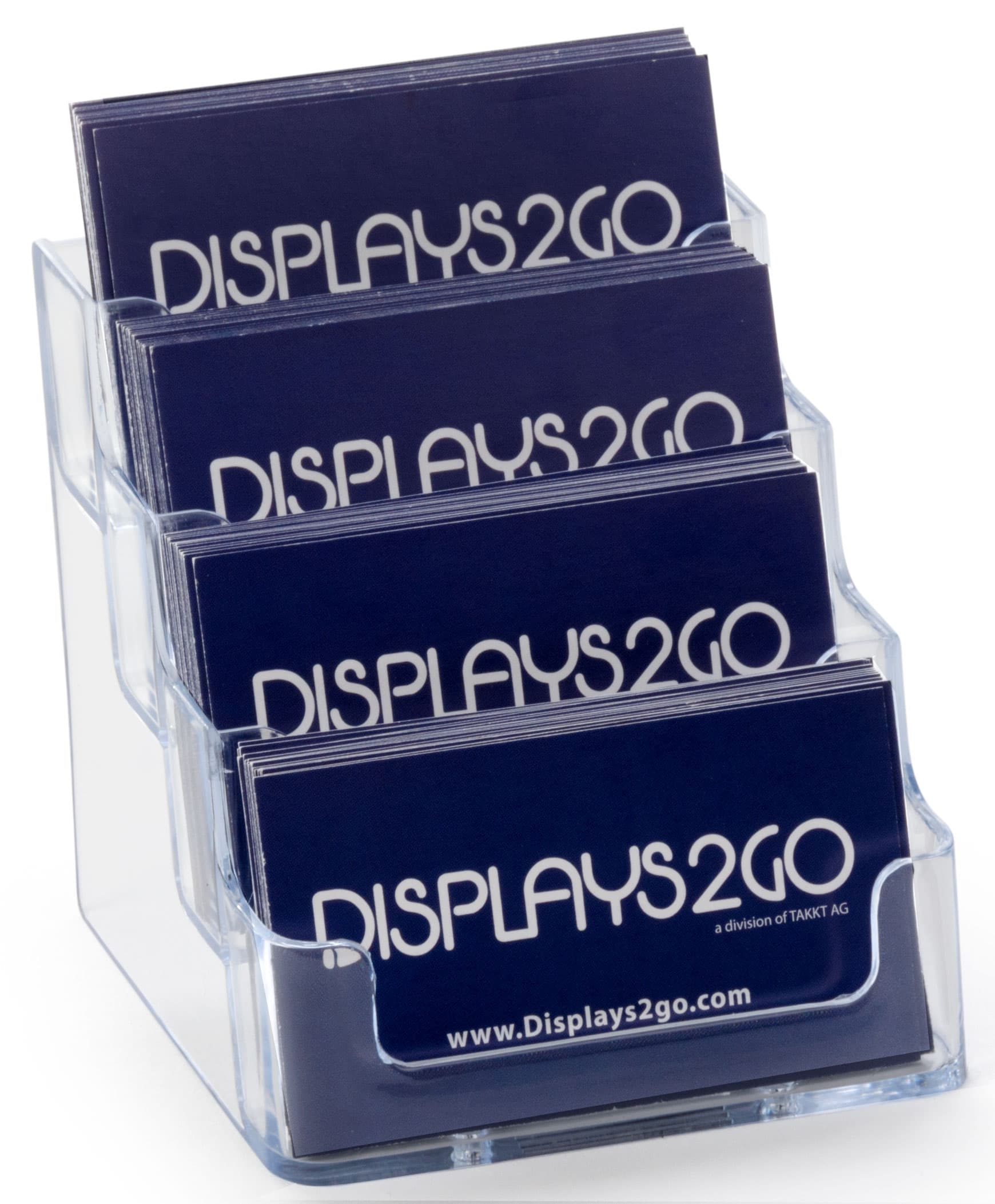 4 Pocket Business Card Holder | Acrylic Desktop Card Display | Displays2Go