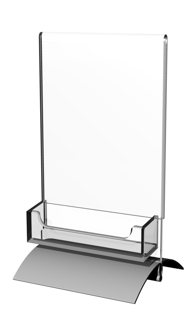 4” x 6” Sign Display with Calling Card Tray | Clear Acrylic | Displays2Go