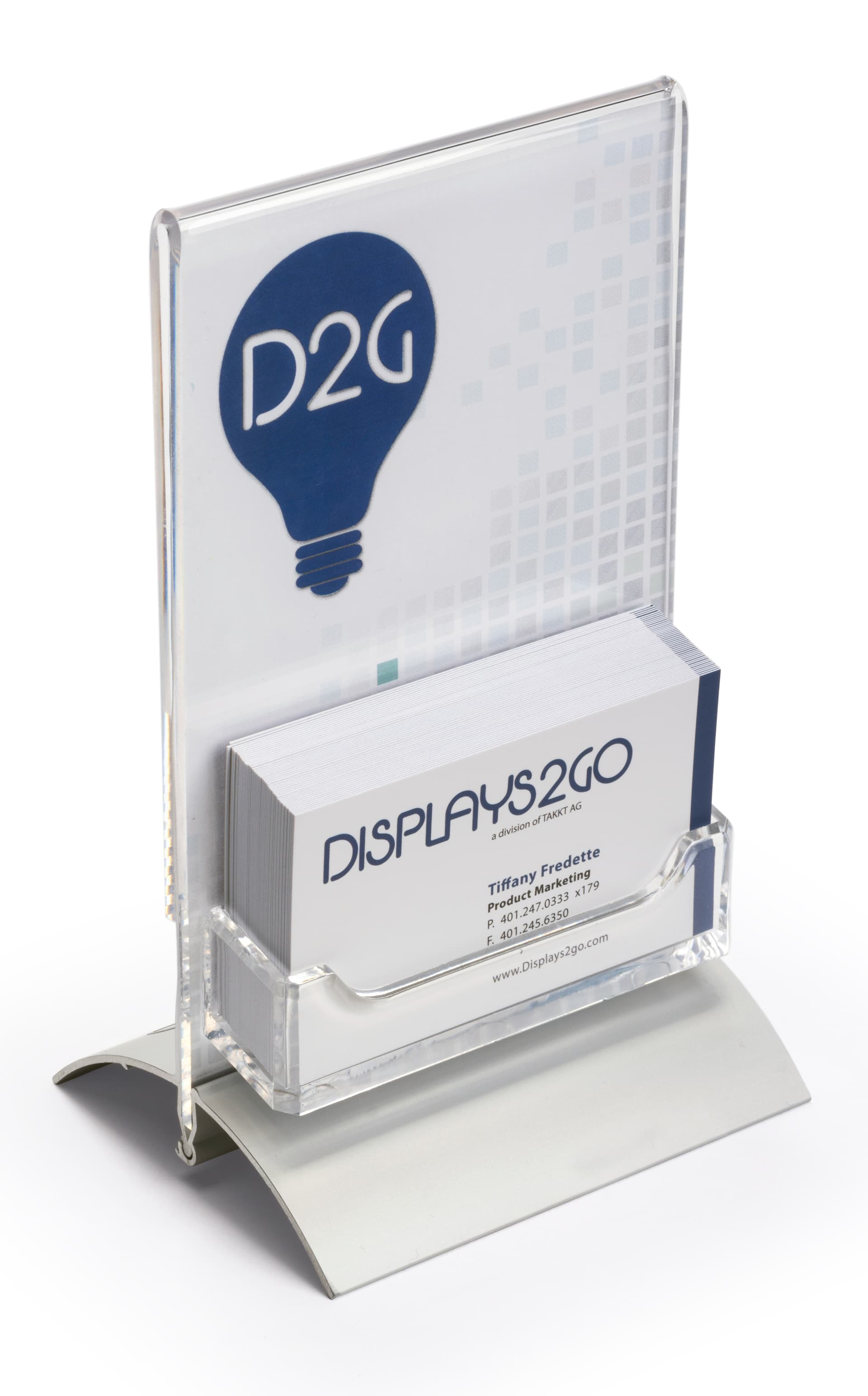 4” x 6” Sign Display with Calling Card Tray | Clear Acrylic | Displays2Go