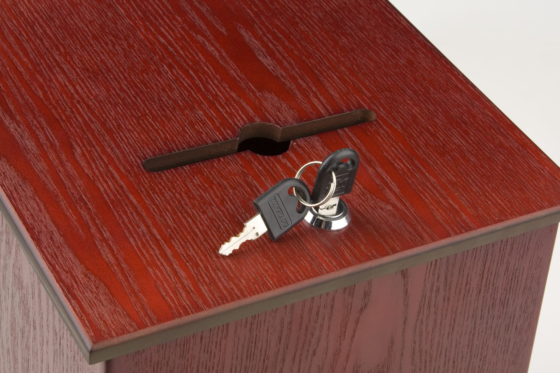 Wooden Employee Suggestion Box | Mahogany Finish & Side Pocket ...