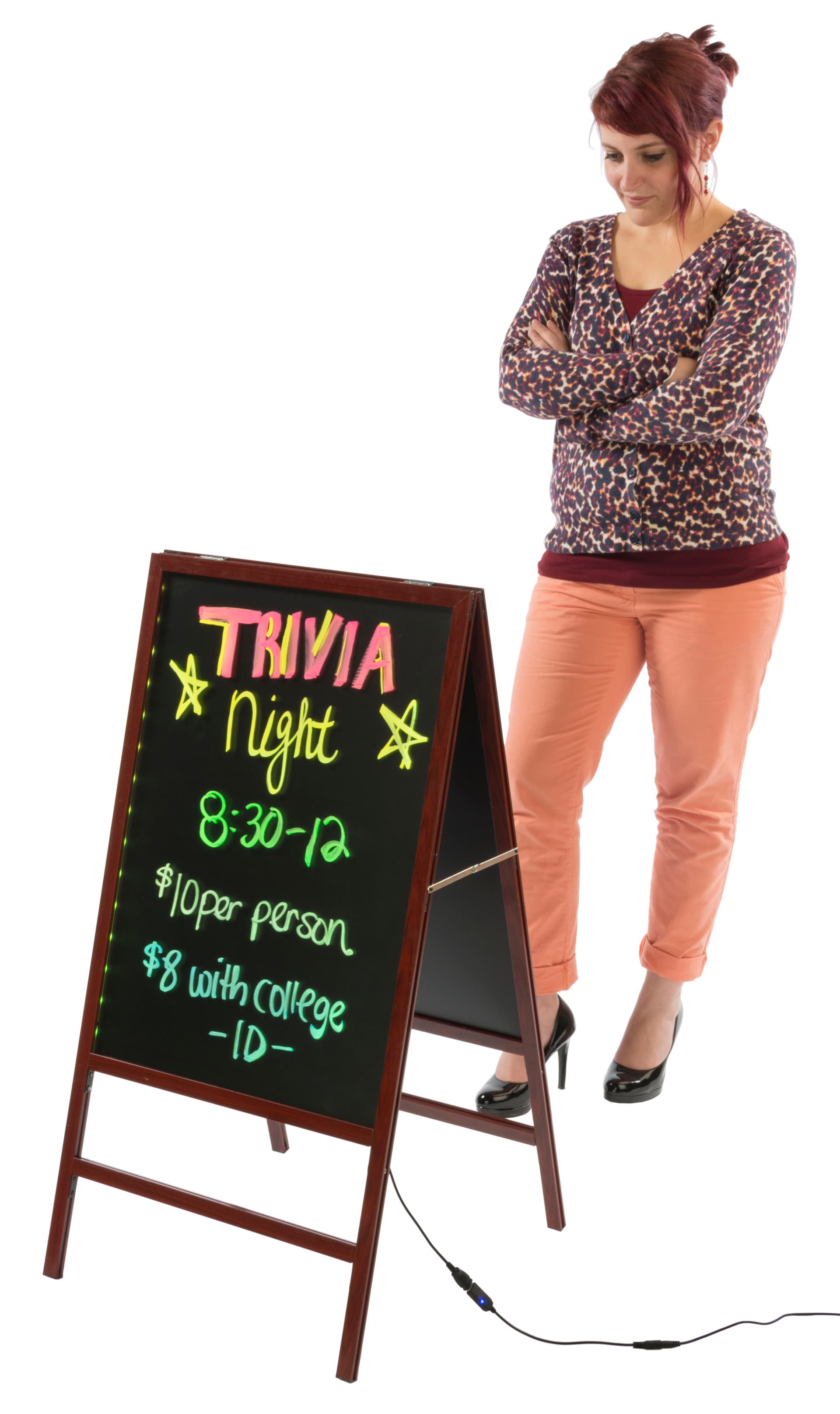Dual-Sided LED Writing Board | Folding A-Frame Message Display ...