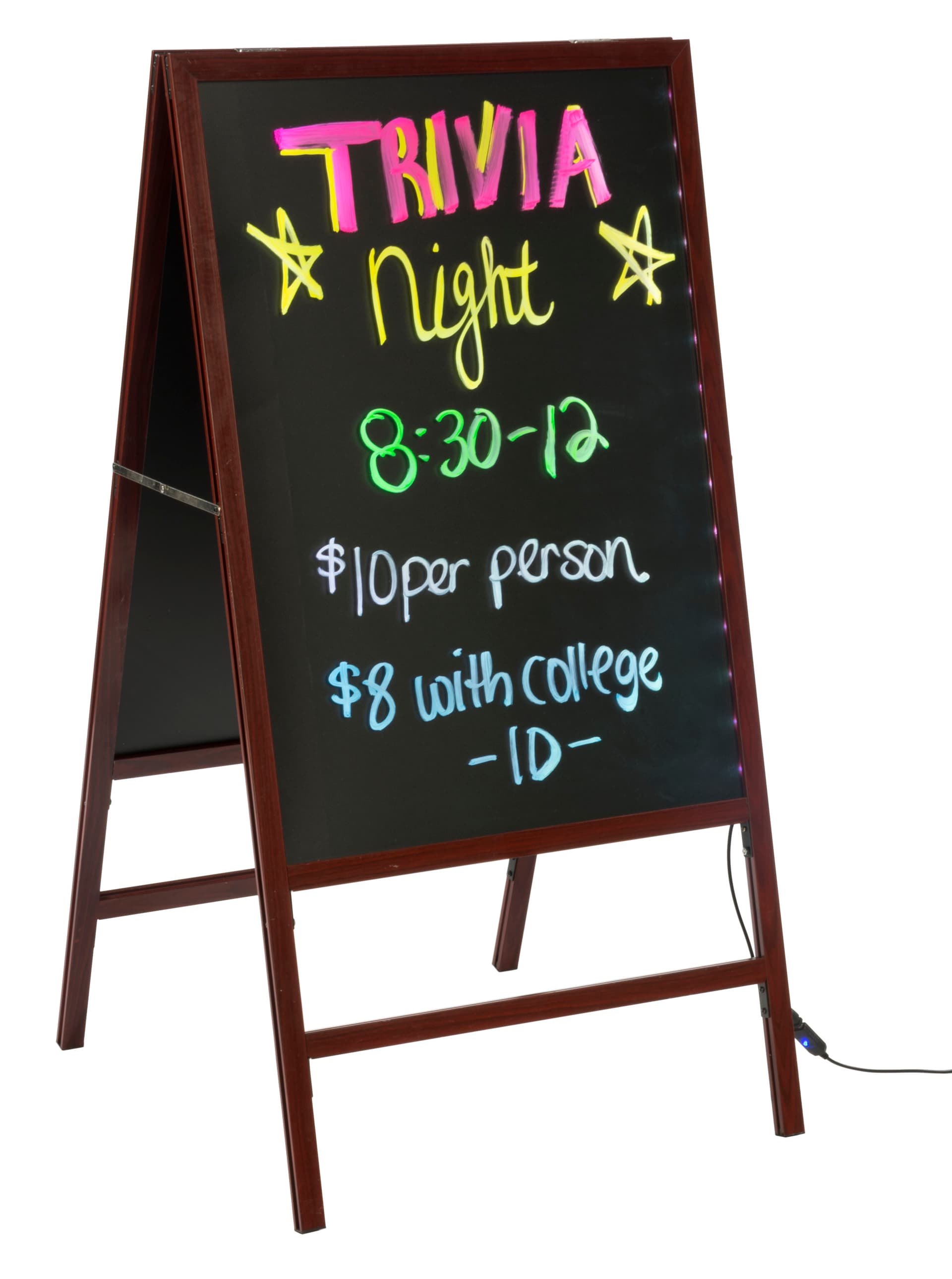 Dual-Sided LED Writing Board | Folding A-Frame Message Display ...