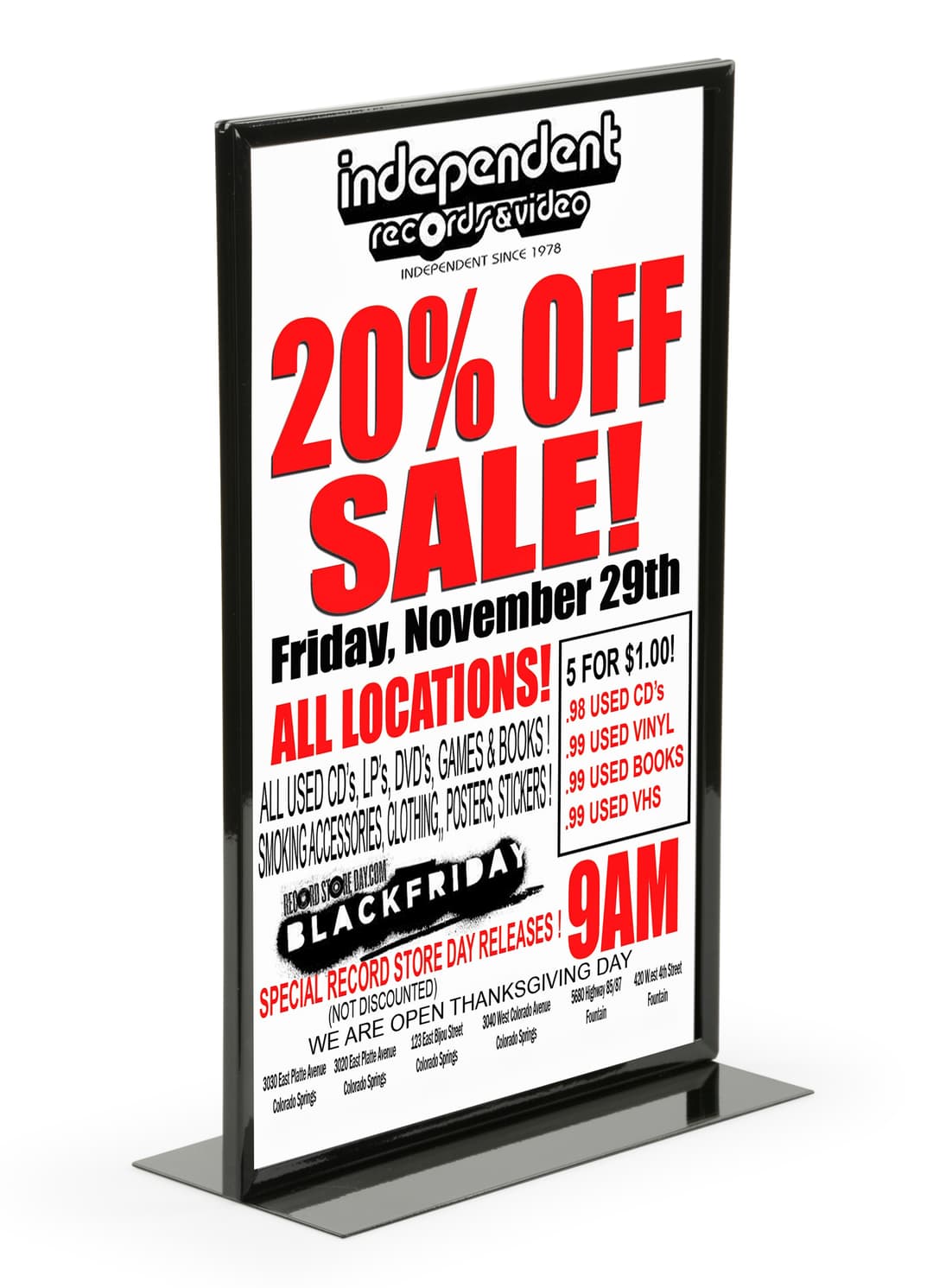 Black Vertical 11 x 17 Sign Holder | Double-Sided Frame | Displays2Go