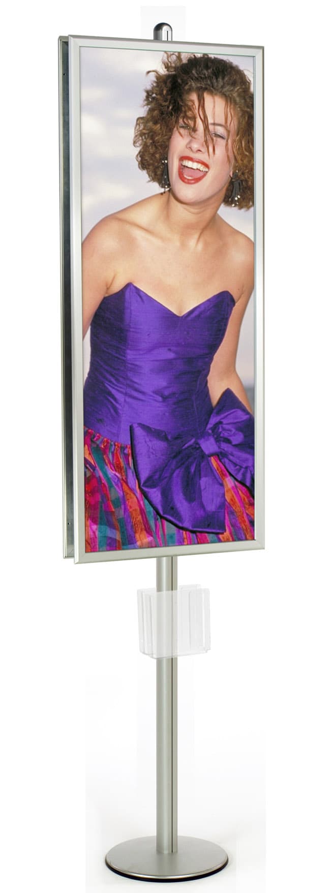 Large Poster Stand | Silver 8' Tall - 2 Sided Poster Frame | Displays2Go