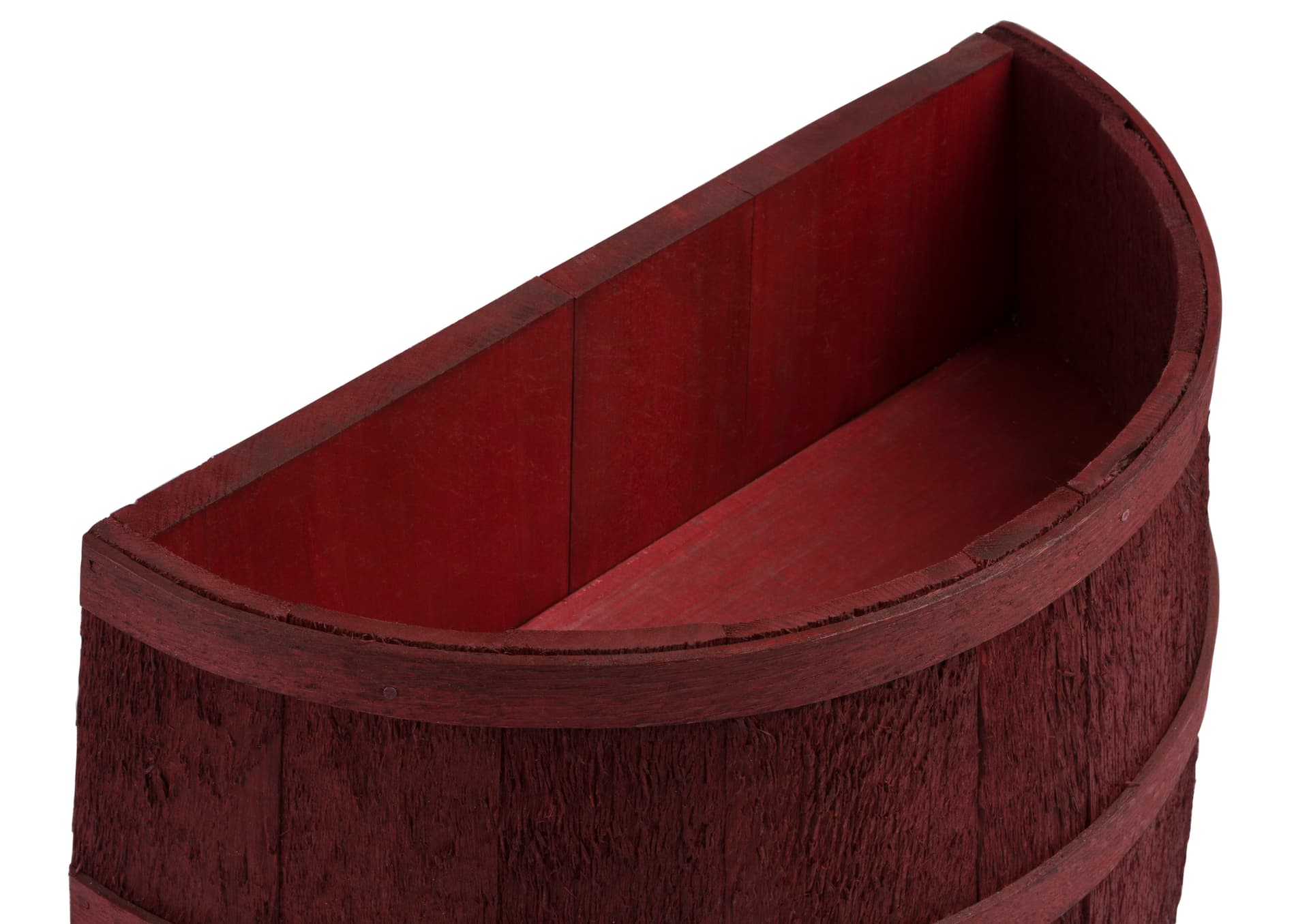 Cranberry Stained Half Barrel | Northern White Cedar | Displays2Go