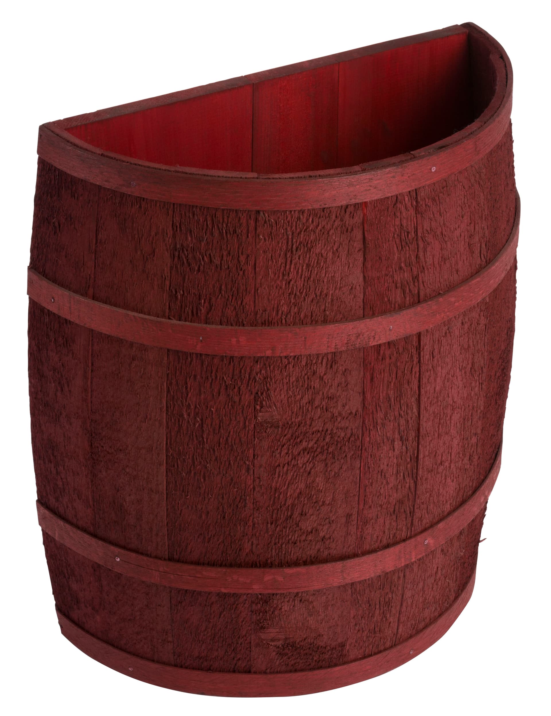 Cranberry Stained Half Barrel | Northern White Cedar | Displays2Go