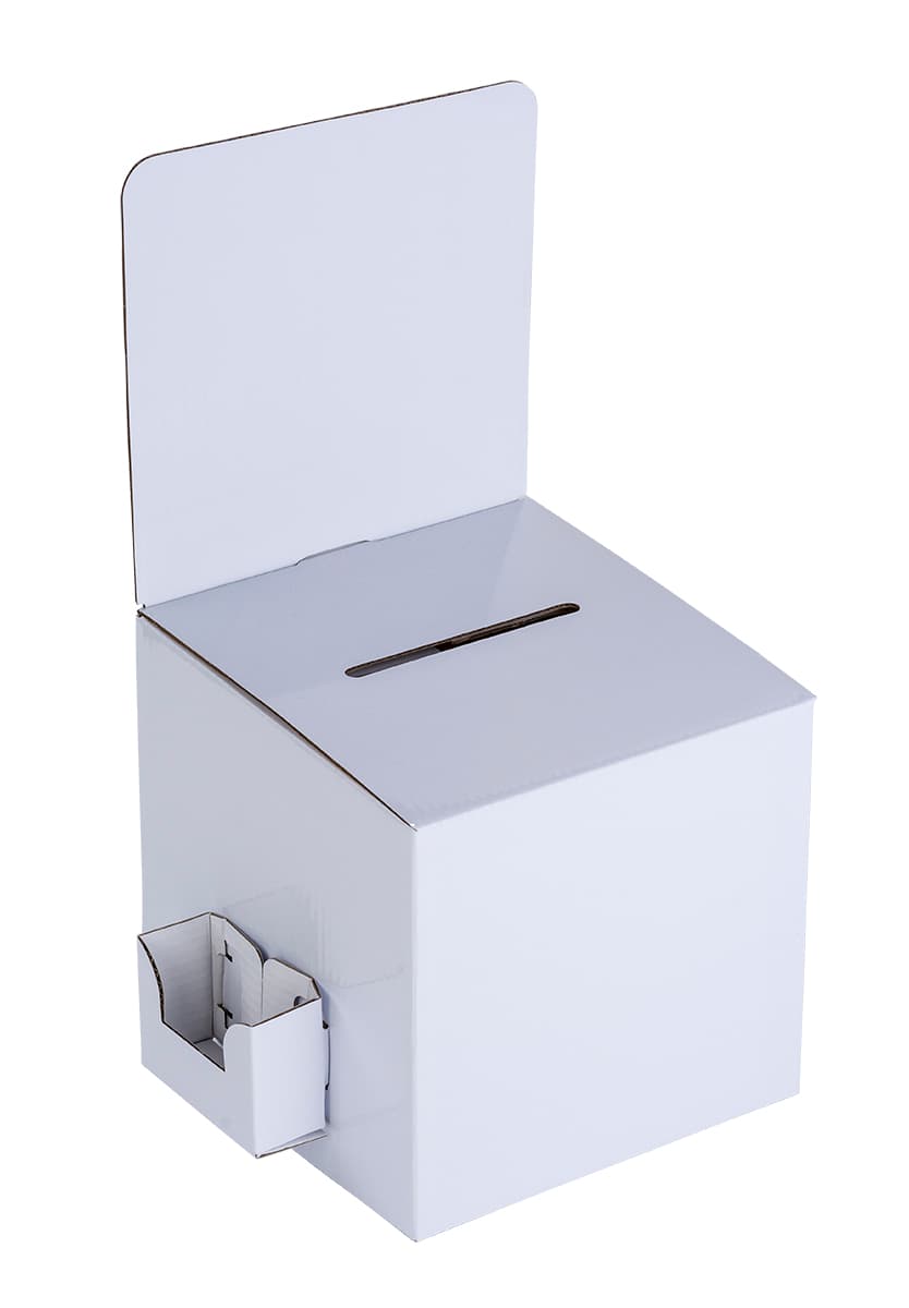 White Cardboard Entry Box | Removable Header & Side Pocket | Displays2Go