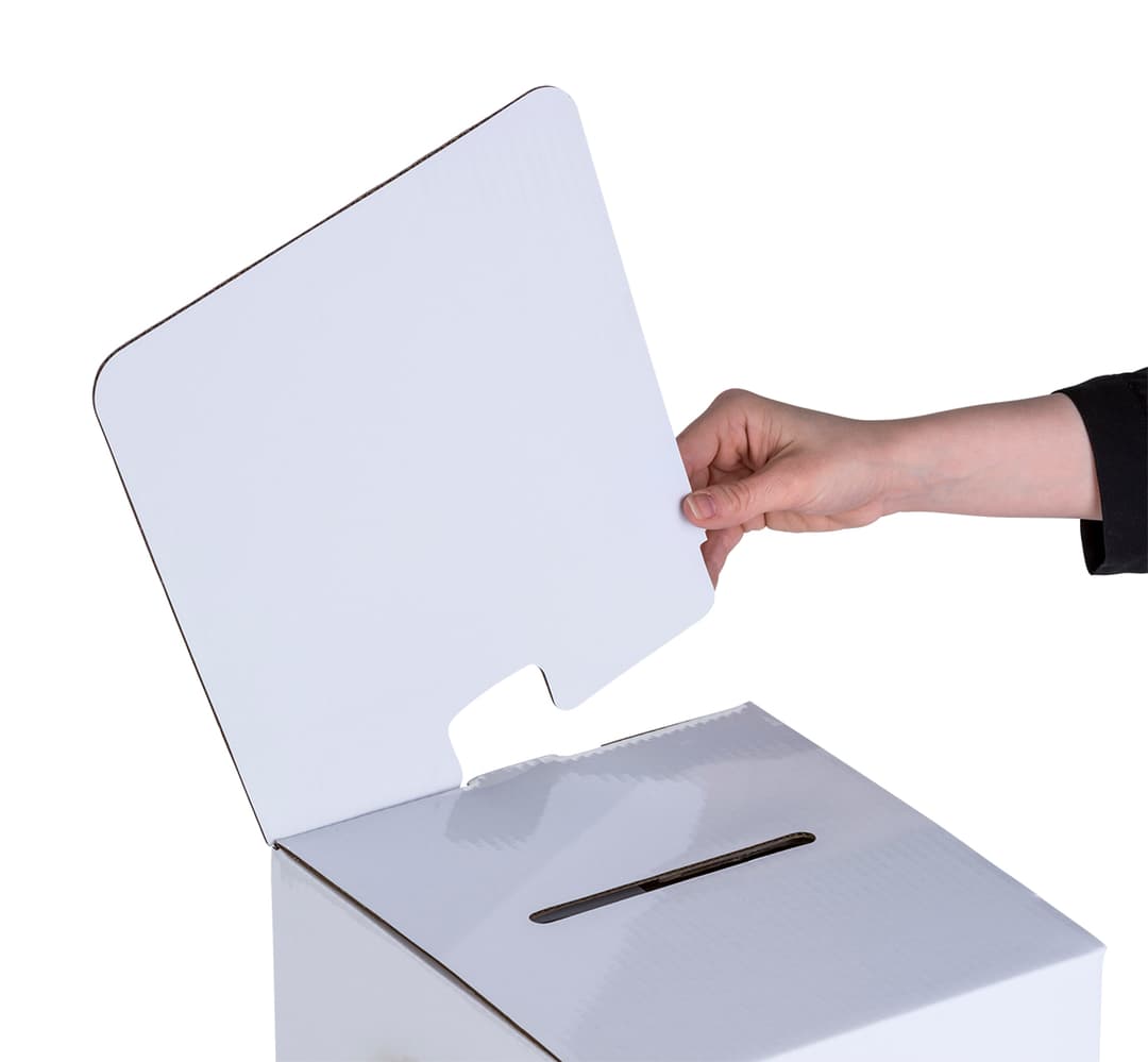 White Cardboard Entry Box | Removable Header & Side Pocket | Displays2Go