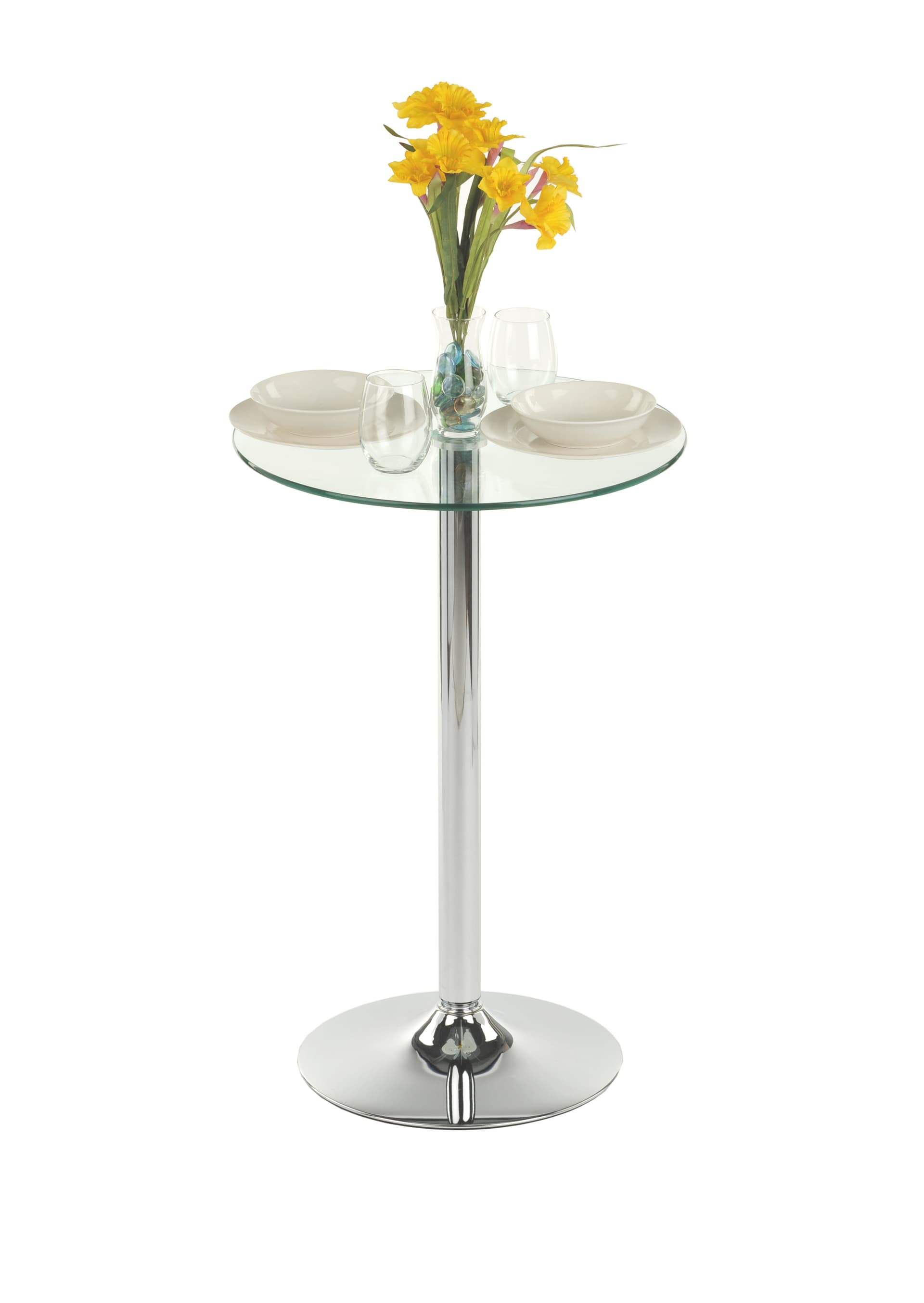 Glass High Top Table | Modern Dining and Bar Display | Displays2Go